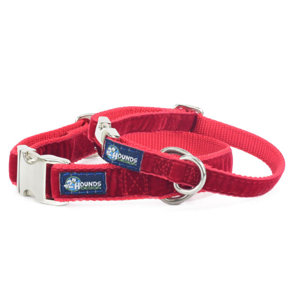 Red Velvet Essential Side Release Dog Collar – 2 Hounds Design