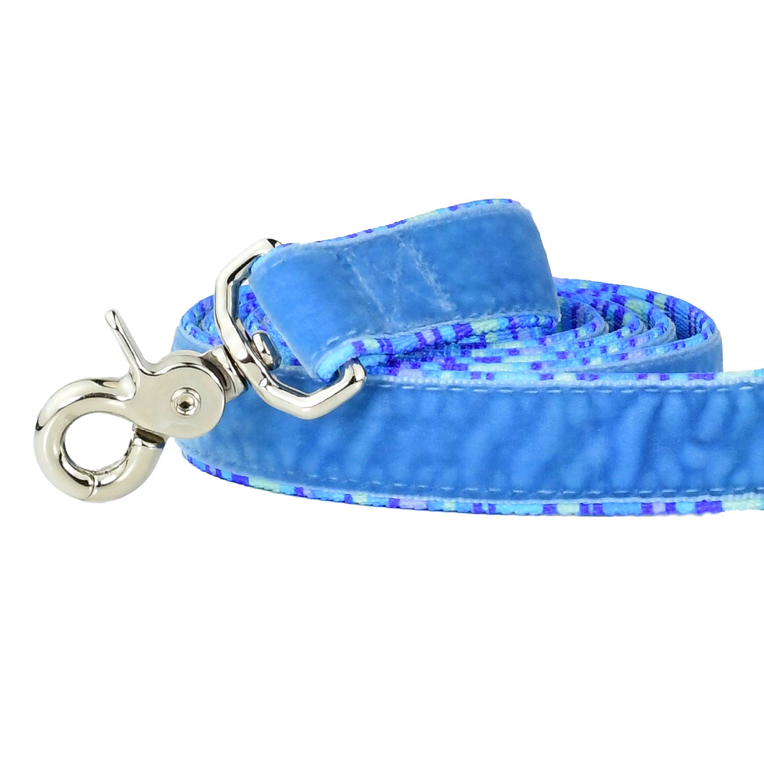 Blue Stripes Velvet Dog Leash (1″ Only) - 2 Hounds Design