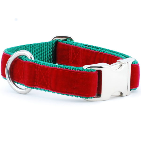 Red/Green Holiday Velvet Essential Martingale Dog Collar - 2 Hounds Design