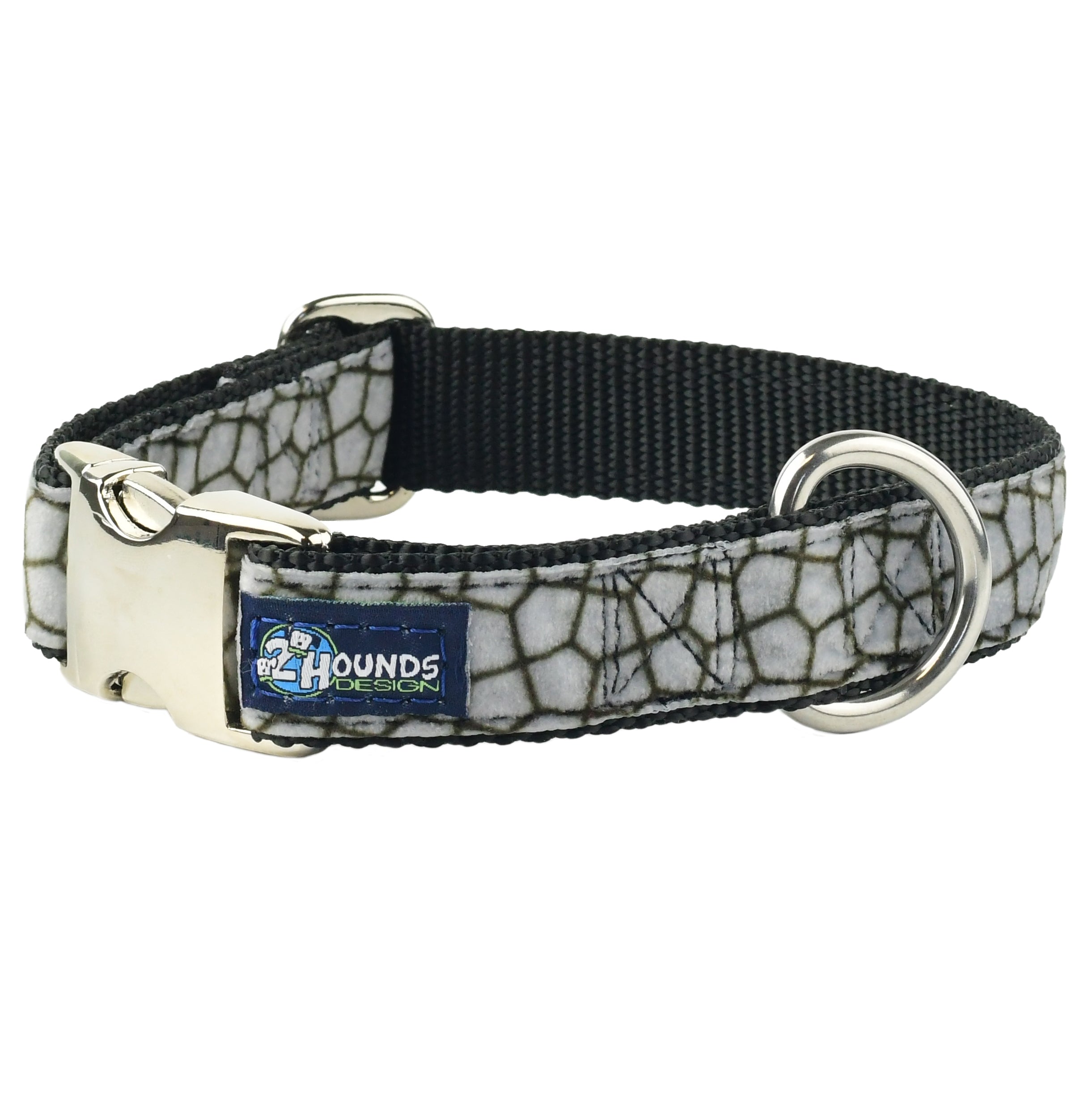 Soho Loft Black & Gray Velvet Essential Buckle Martingale Dog Collar ...