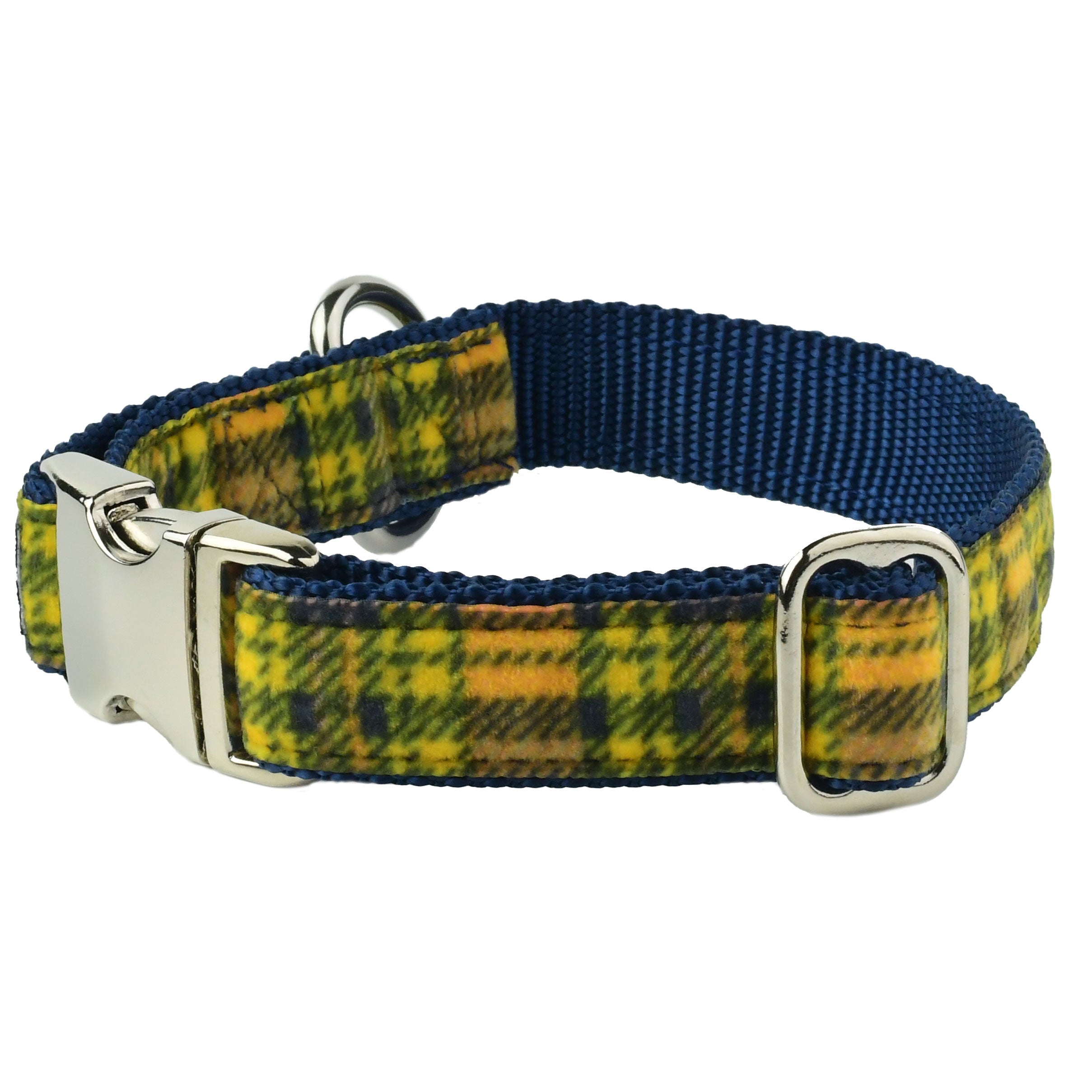 Yellow Plaid Velvet Essential Martingale Dog Collar - 2 Hounds Design